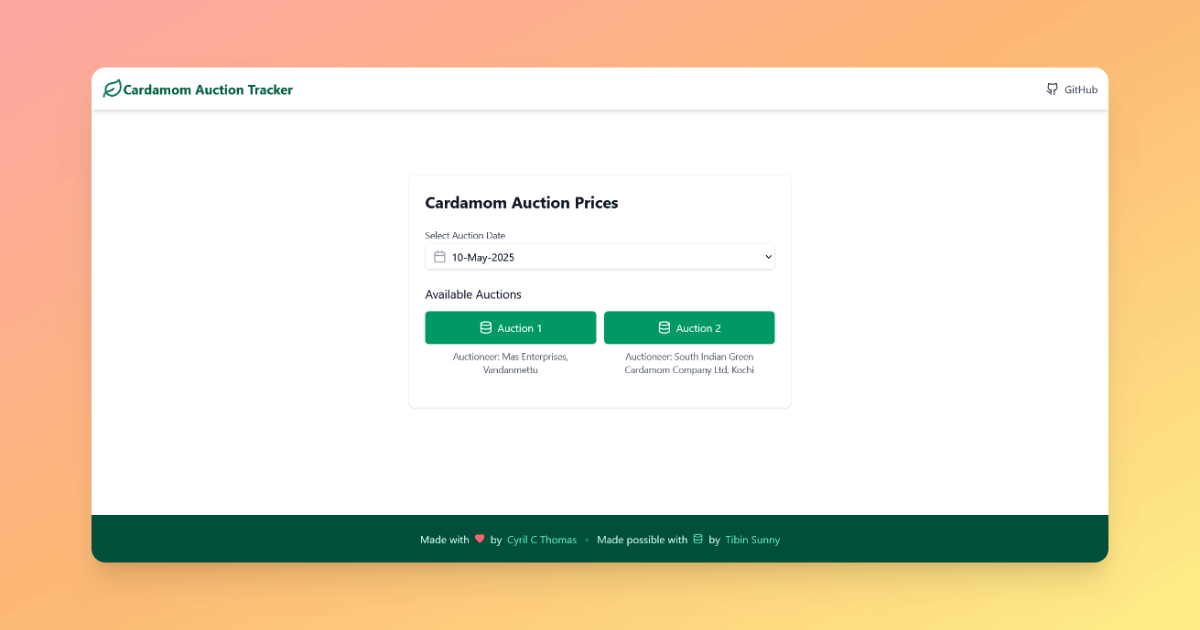 GitHub - 10cyrilc/cardamom-auction-tracker: One of my simple react project